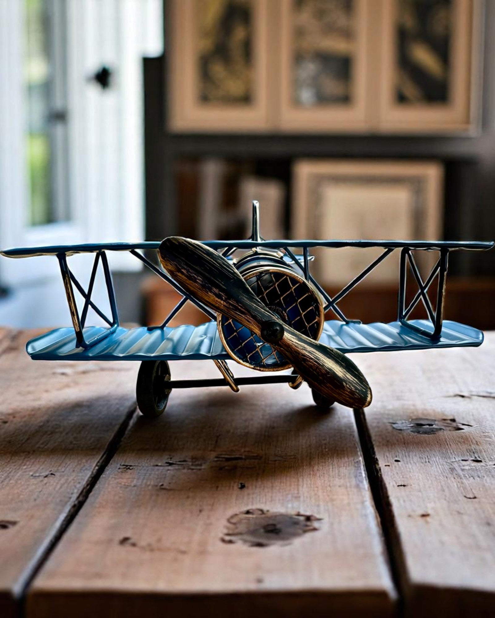 Metalowy model samolotu Blue Baron – retro, na prezent, z opcją grawer ...